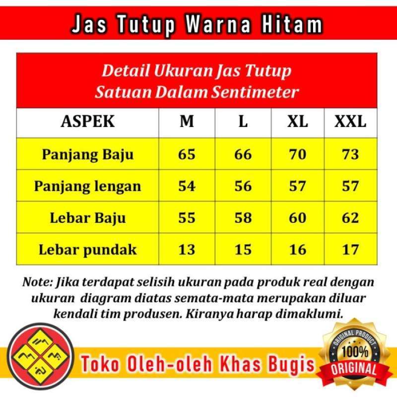 Jual Jas Tutup Khas Bugis Makassar Warna Hitam Lengkap Semua Ukuran - Size S Di Seller Wd_store ...