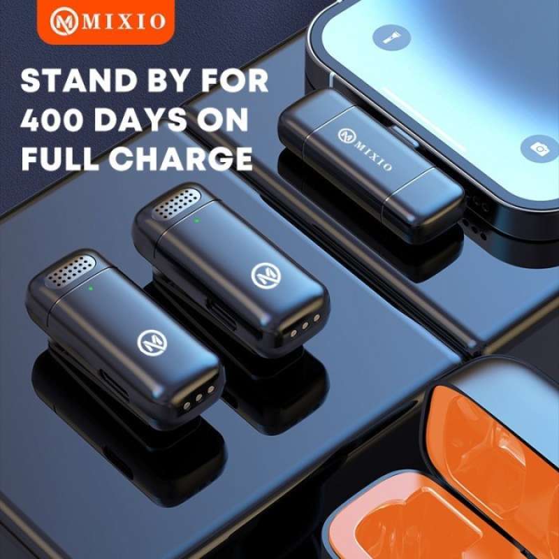 Jual Mixio W12 Mic Wireless Dual Lavalier Microphone Plug & Play ...