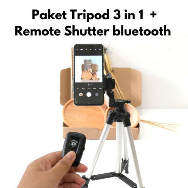 Jual Paket Tripod 3 In 1 + Remote Shutter Bluetooth Impodio Di Seller ...