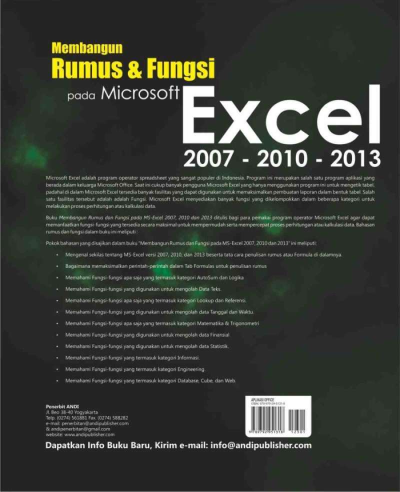 Promo Buku Membangun Rumus Dan Fungsi Pada Microsoft Excel 2007-2010-2013+cd Diskon 26% Di ...