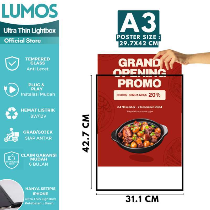 Jual Ultra Thin Light Box A3 - Lumos 1.0 Led Signage Slim Portable ...
