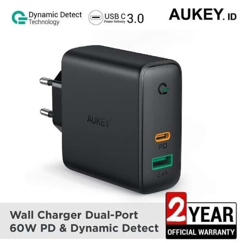 Promo Aukey Wall Charger Dual Port 60w Power Delivery Pd 3.0 + Usb (pa-d3) Diskon 33% Di Seller ...