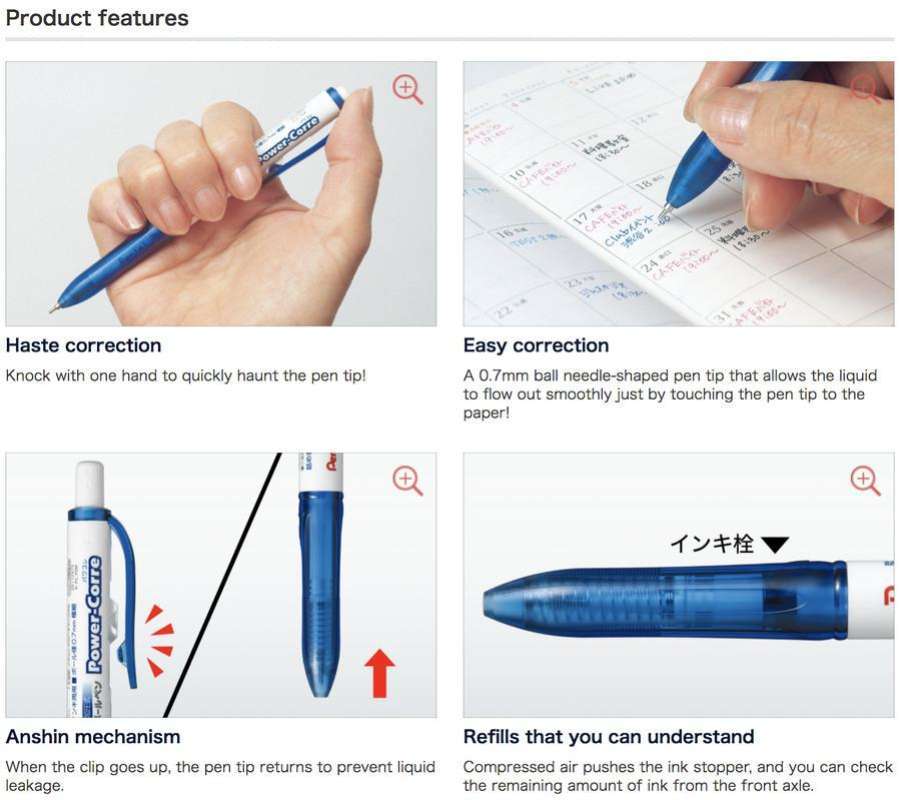 Jual Pentel Power Corre Fine Liquid Correction Pen 0.7mm Retractable ...