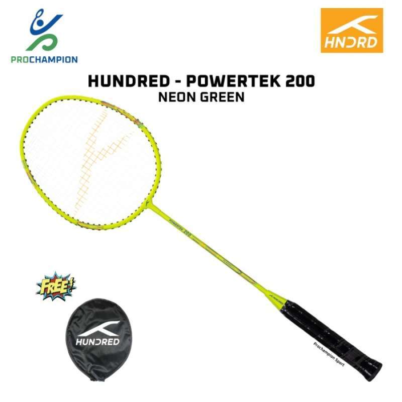 Promo New ! Raket Badminton Hundred Powertek 200 Strung - Neon Green ...