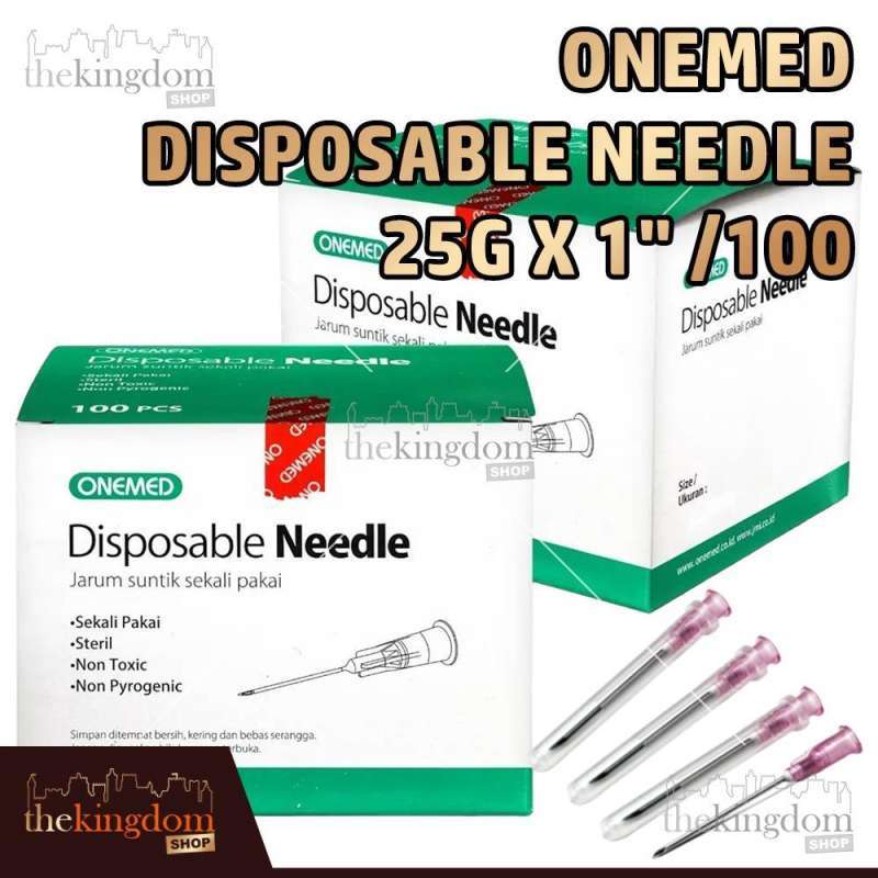 Jual Onemed Disposable Needle 25g Jarum Steril 1 Inch Sterile 25 G ...