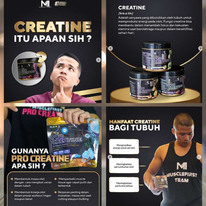 Jual M1 Pro Gold Creatine 360g 360 Gr Muscle First Kreatine Monohydrate ...