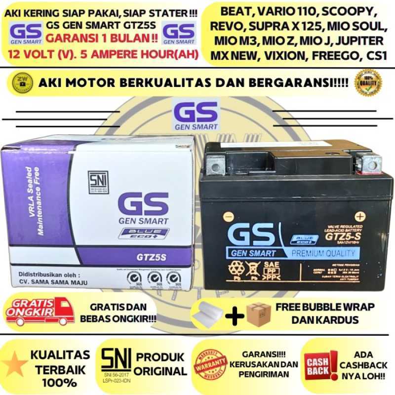 Promo Aki Motor Beat,vario 110,revo,fino,mio Soul Gt Gs Gtz5s Mf A3 Terjamin Diskon 6% Di Seller ...