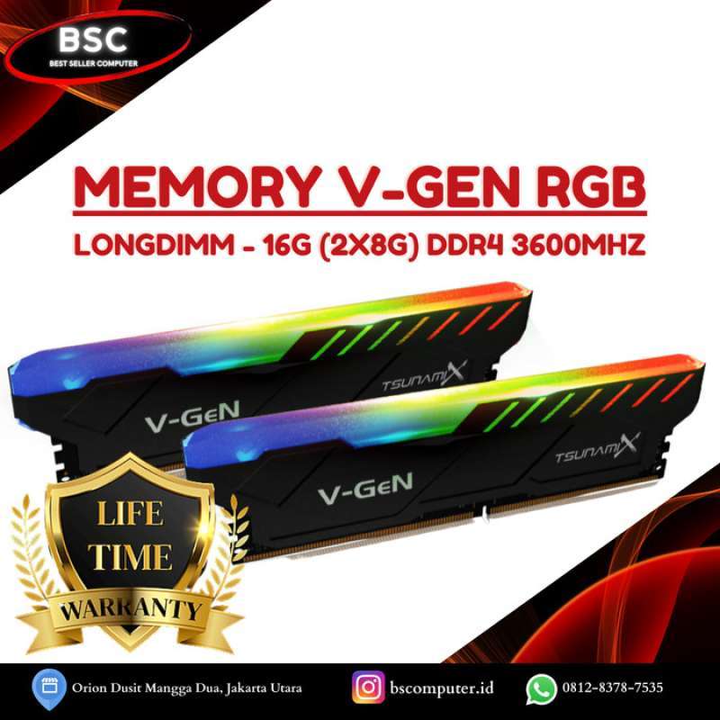 Promo Ram Vgen Tsunami X Kit Rgb Pc 16g (2x8g) Ddr4 3600 Mhz Cl 18-22 ...