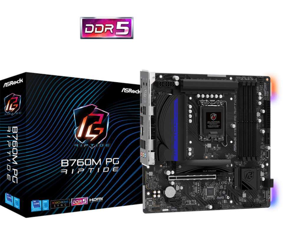 Promo Asrock B760m Pg Riptide (lga1700, B760, Ddr5, Usb3.2 Type-c ...