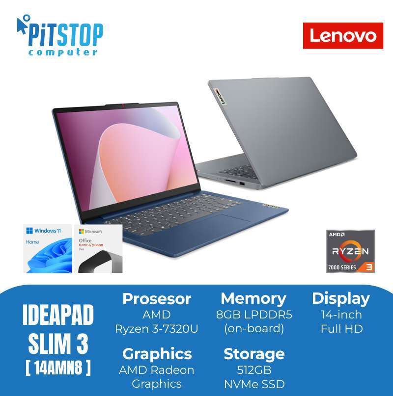 Jual Lenovo Ideapad Slim 3 14amn8 (amd Ryzen 3 7320u / Ram 8gb / Ssd 512gb) Di Seller Pitstop ...