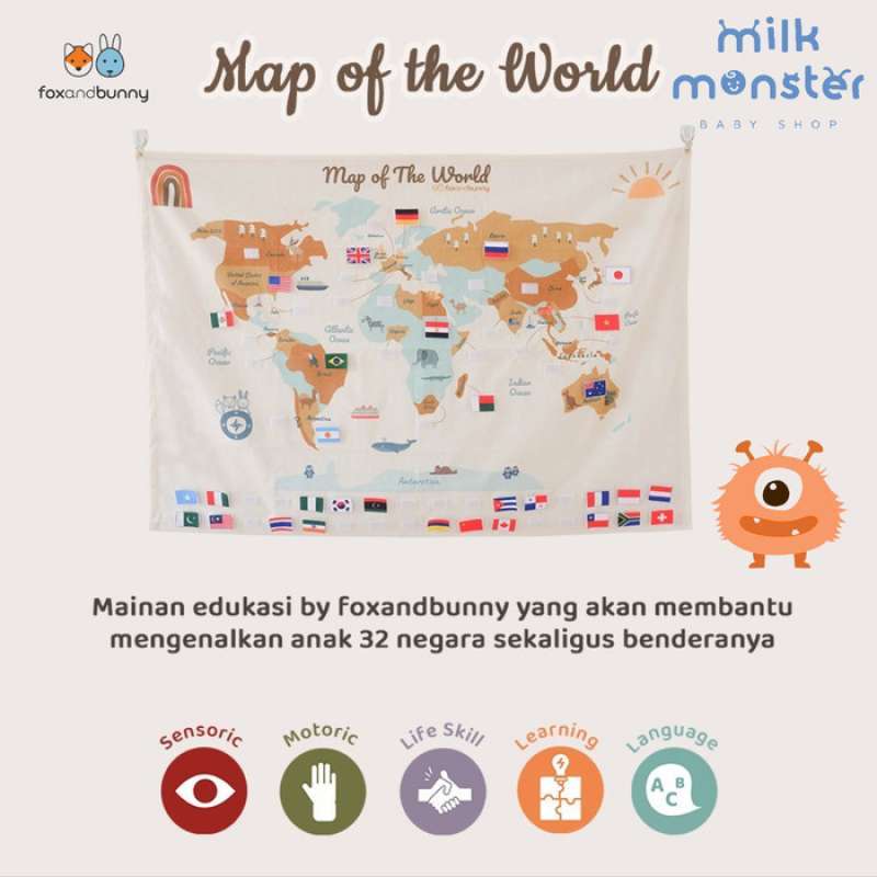 Jual Fox And Bunny Map Of The World Anak / Mainan Edukasi Anak Peta ...