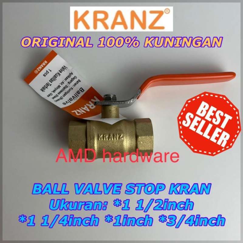 Jual Ball Valve Kuningan Stop Kran 1 1/2 1/4 1 3/4inchi Valev Air Kranz - Ukuran 1 1/4 In Di ...