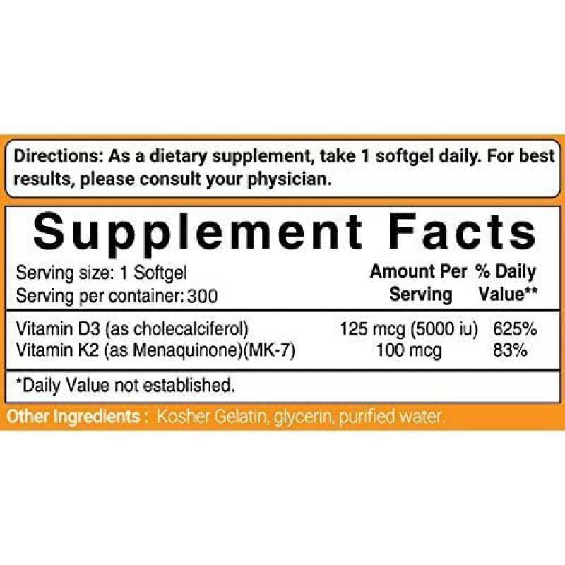 Promo Micro Ingredients Vitamin D3 5000 Iu K2 300 Softgels Diskon 33% ...