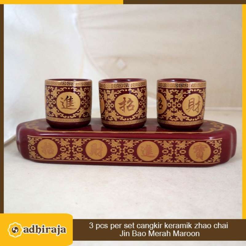 Promo Cangkir Puja Sembahyang Merah Maroon Keramik Zhao Chai Jin Bao ...