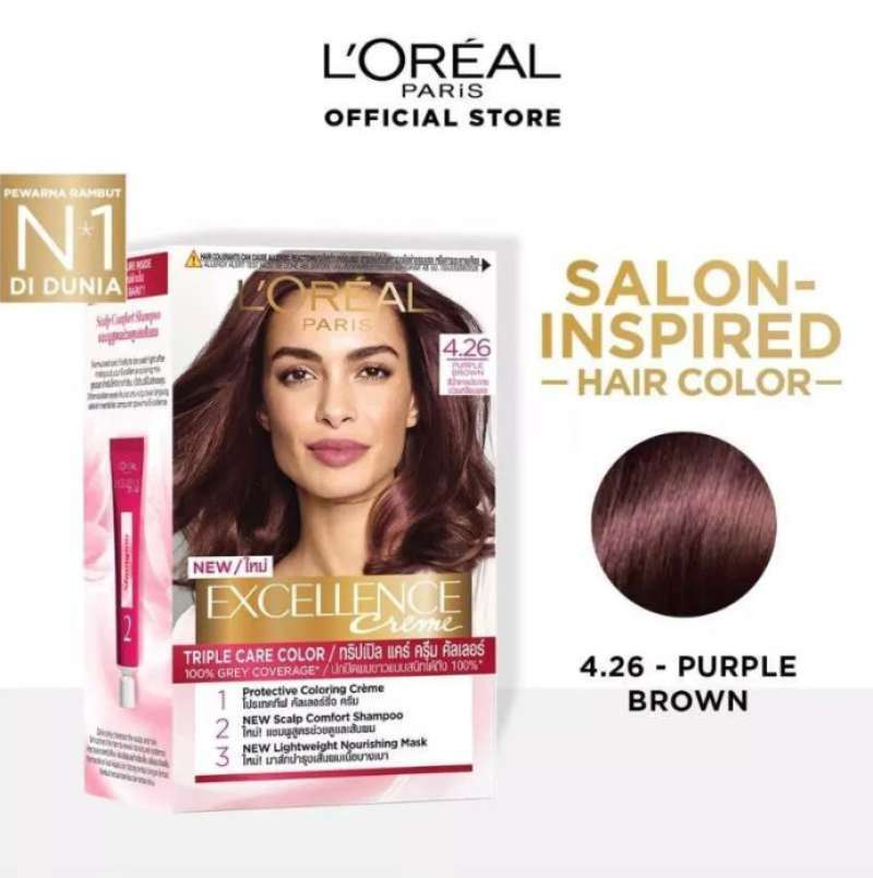 Jual L'oreal Paris Excellence Creme #4.26 Purple Brown / Semir Rambut ...
