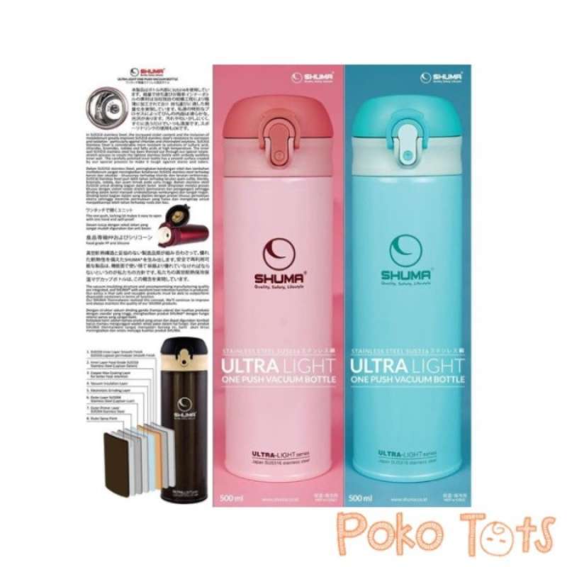 Promo Shuma Ultra Light One Push Vacuum Bottle 500ml Termos Stainless Steel Diskon 23% Di Seller ...