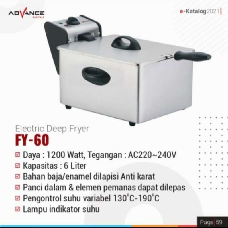 Promo Advance Electric Deep Fryer 6 Liter Penggorengan Listrik Fy 60 ...