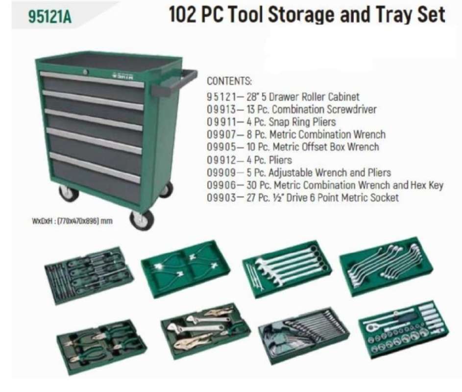 Promo Tool Box 5 Drawer Tool Kit Set 102pcs Sata 95121a Toolbox Cabinet ...
