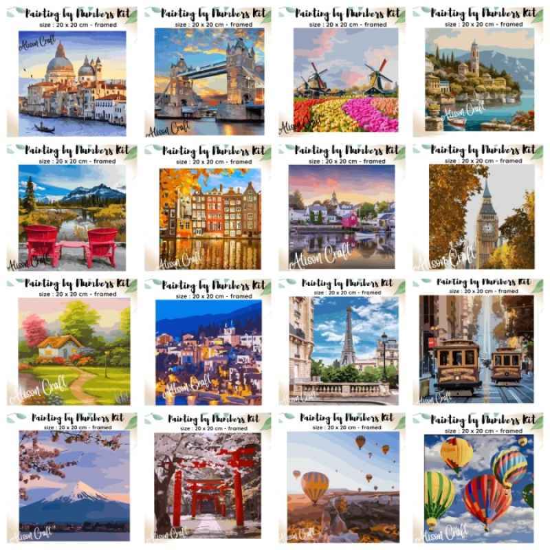 Jual Oil Painting By Number With Frame (20x20cm) Mini - Landscape ...