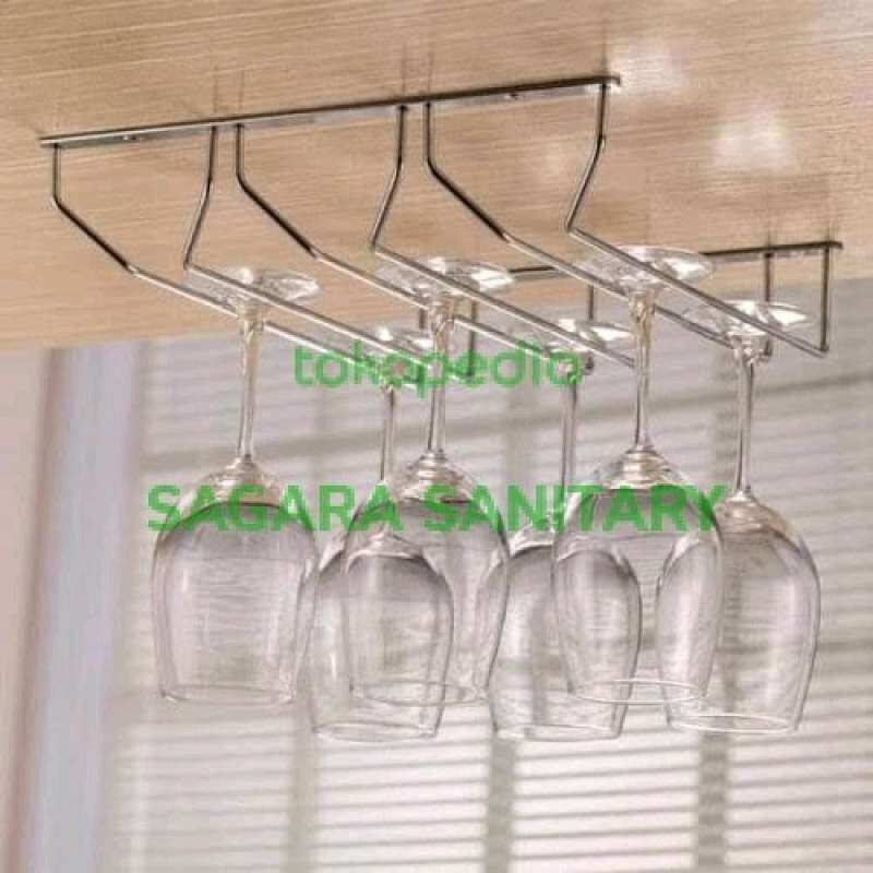 Promo Rak Gantung 3 Jalur Stainless / Rak Gelas Bar 3 Jalur Stainless ...