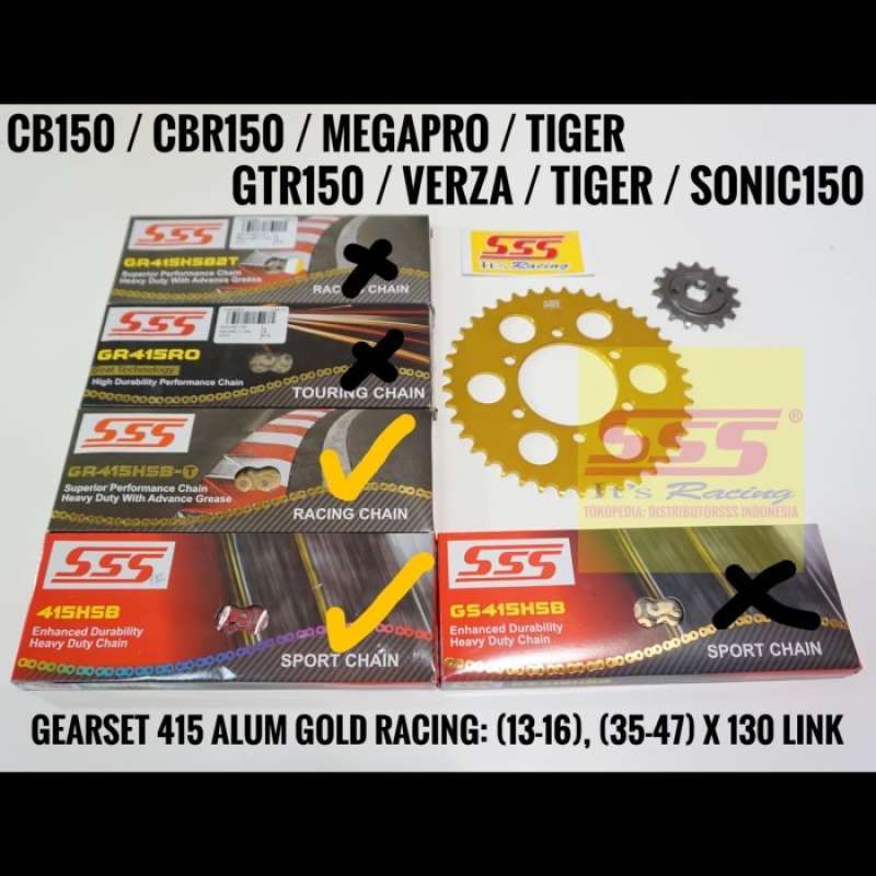 Promo Girset Mega/new,verza/gl/cb150/150 415 Alumunium Gold130hsbt ...