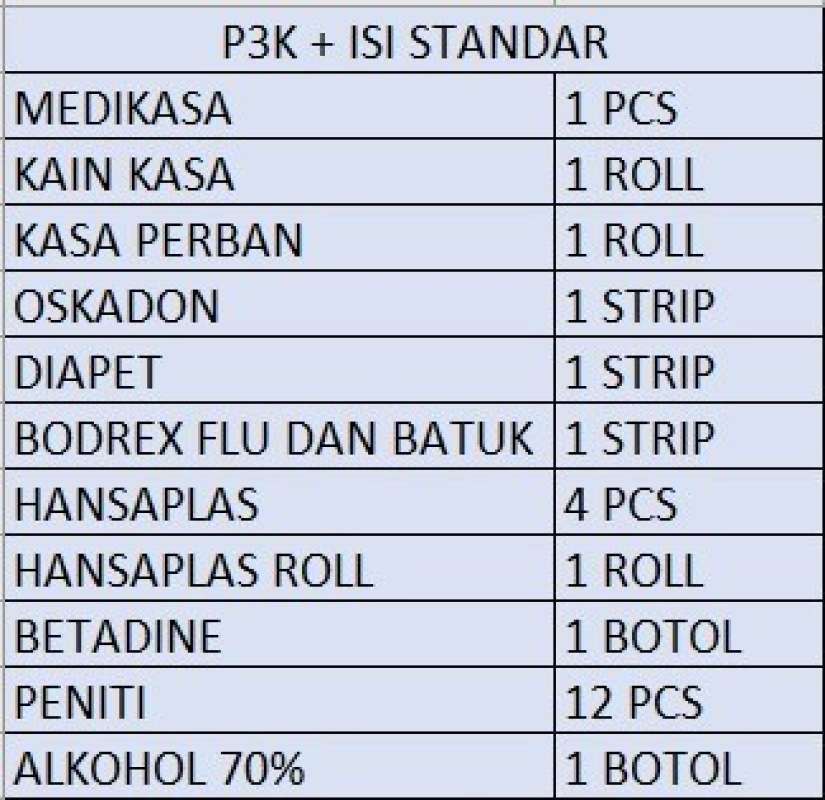 Promo Kotak Obat P3k Frist Aid Kit Lengkap Isi Isi Standar Terbaik ...