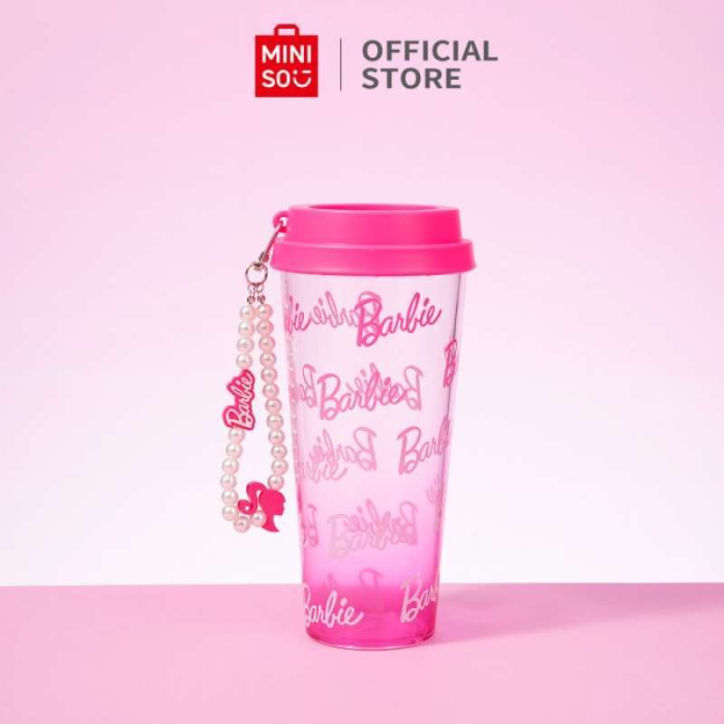Jual Miniso X Barbie Botol Minum Plastik Tumbler Dan Rantai Manik 640ml ...