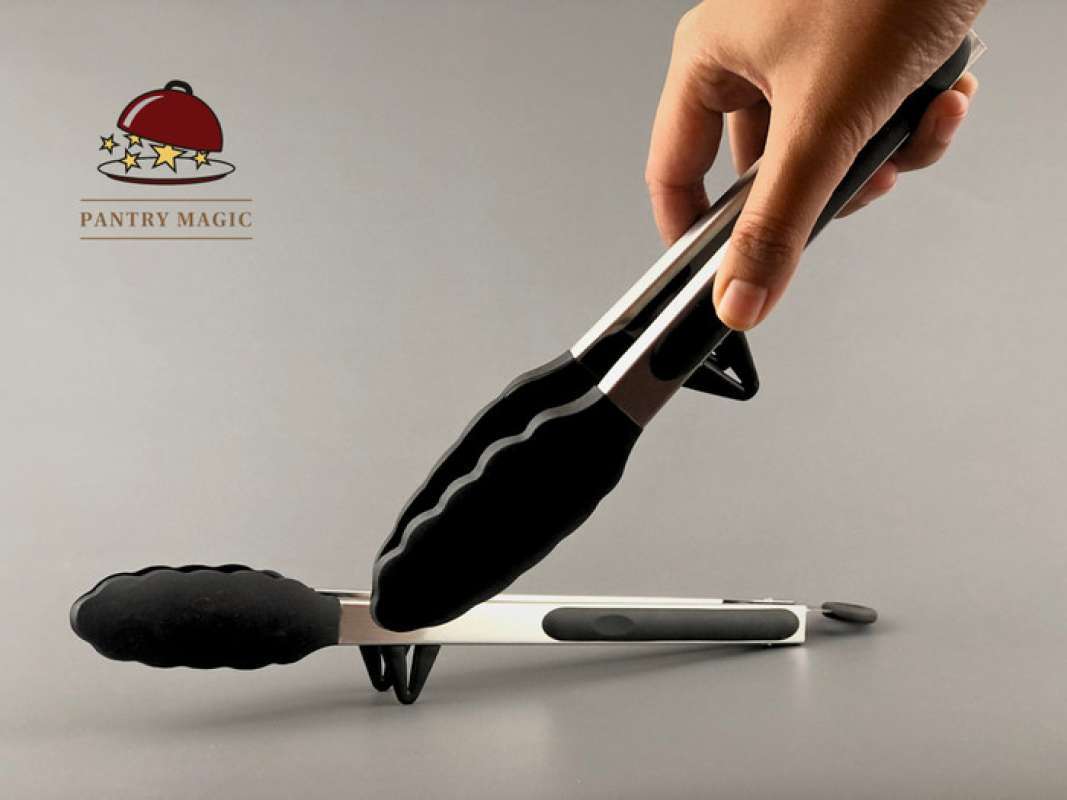 Jual Pm Silicone Tong W/ Stand / Stainless Steel Locking Food Tongs ...