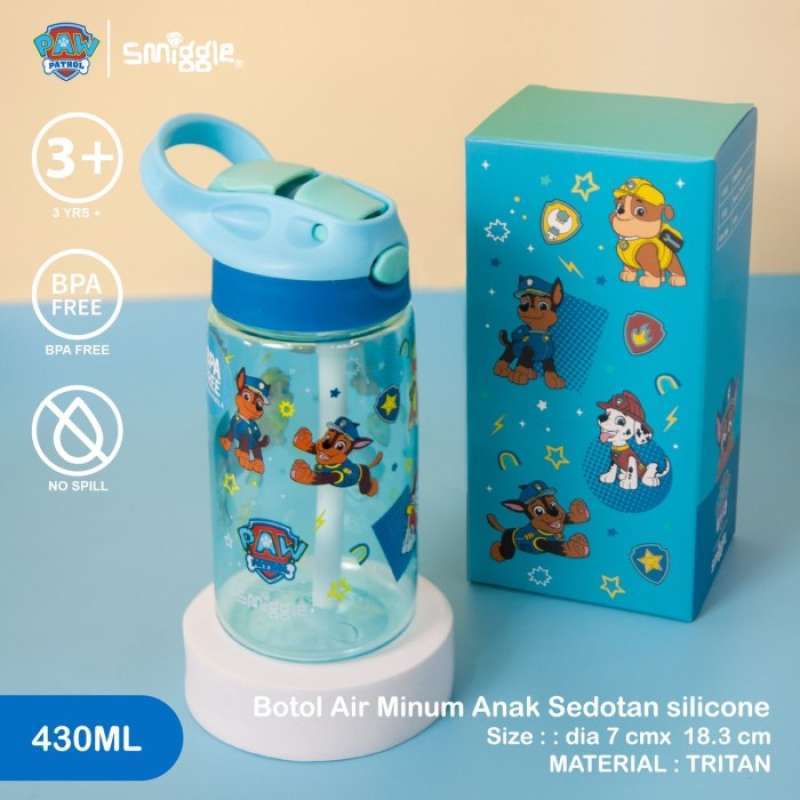 Jual Smiggle Junior Botol Air Minum Anak Sedotan Silicone 430ml Dan ...