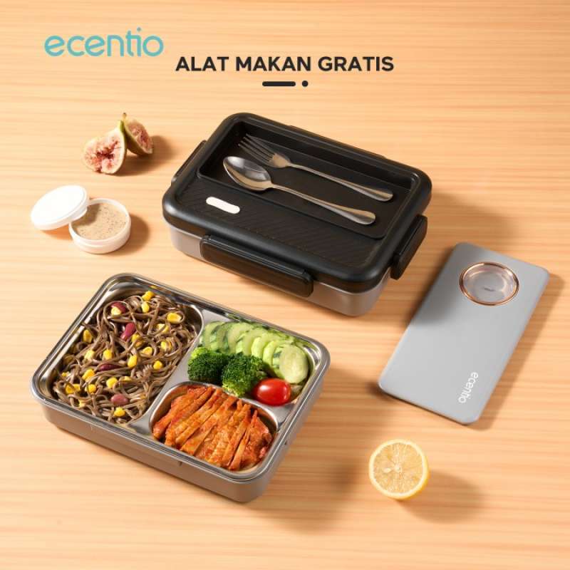 Jual Ecentio Tempat Makan Stainless 3 Sekat 950ml Kotak Bekal Lunch Box ...