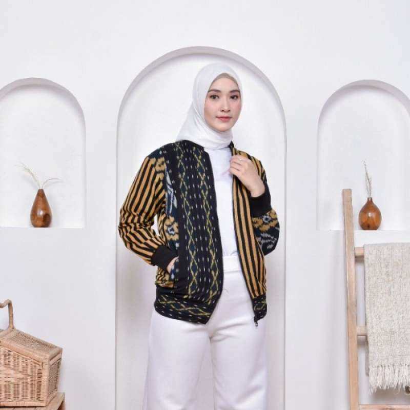 Jual Jacket Batik Wanita - Jaket Cewek Bomber Kain Tenun Asli Ori S ...