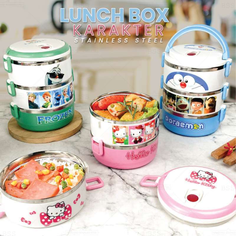 Jual Rantang Lunch Box Lucu 3ssn Gambar Minion Hello Kitty Frozen ...