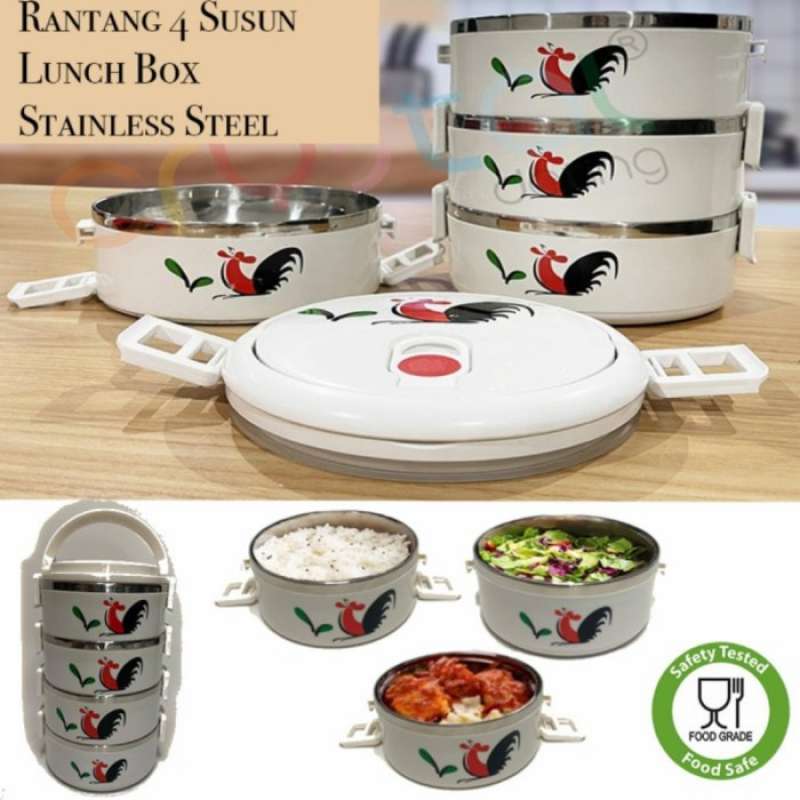 Jual Rantang Makanan 4 Susun Stainless Motif Ayam Jago Di Seller ...