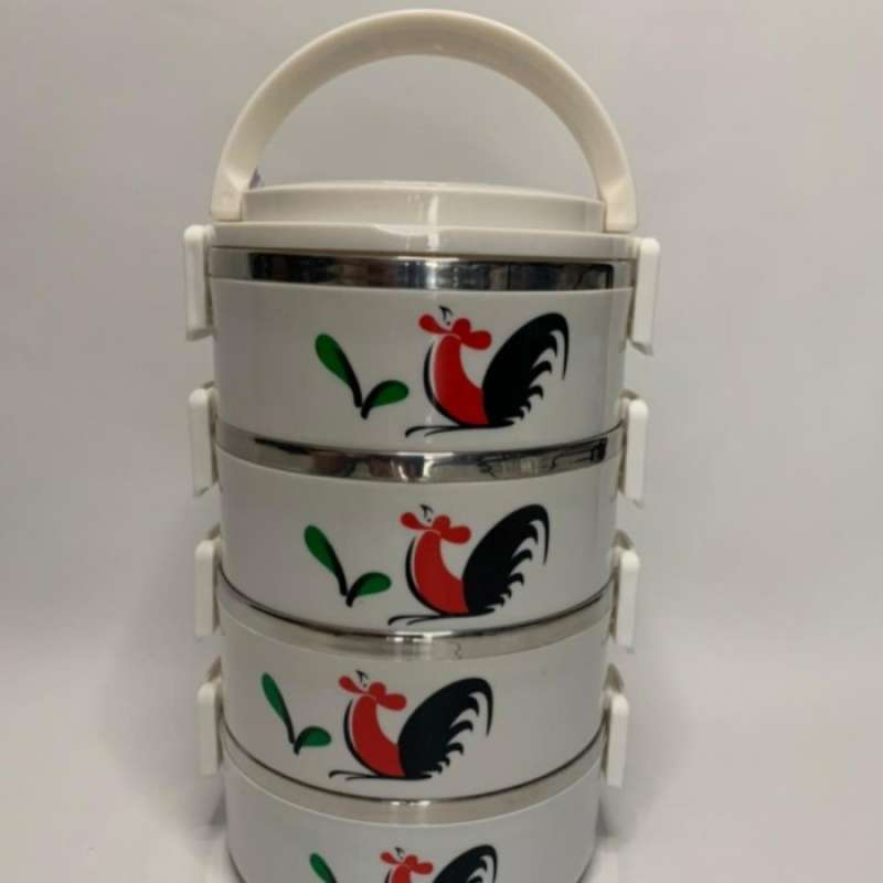 Jual Rantang Makanan 4 Susun Stainless Motif Ayam Jago - Susun 4 Di ...
