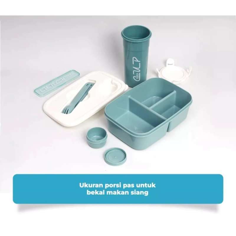 Jual Kotak Bekal Set / Lunch Box Set Sekat 3 Free Botol Dan Alat Makan - Pink 6007 Di Seller ...