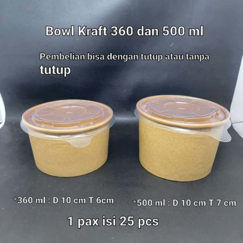 Jual Paper Bowl Kraft 360 Ml 500 Ml Mangkok Kertas Kraft Isi 25 Di Seller Crown - Cengkareng ...