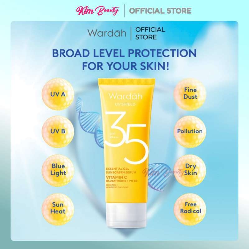 Jual Wardah Uv Shield Essential Gel Sunscreen Serum Spf 35 Pa +++ 40 Ml ...