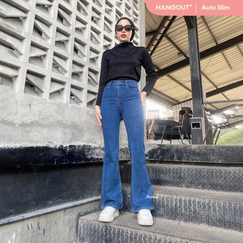 Jual Jiniso - Highwaist Stretch Cutbray Pocket Jeans 715 Hangout Di ...