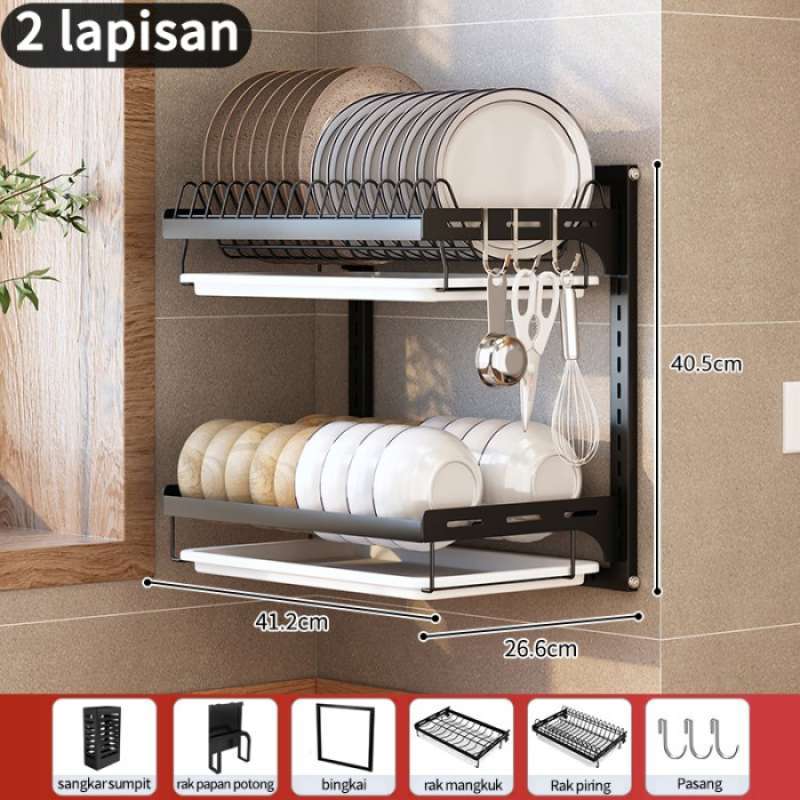 Jual Rak Piring Gantung Rak Dapur Rak Dinding Rak Besi Anti Karat Rak ...