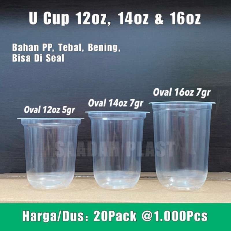 Jual Gelas Plastik Oval 16oz / Cup Pp Bulat Isi 50pcs - 1 Dus Oval 14oz ...