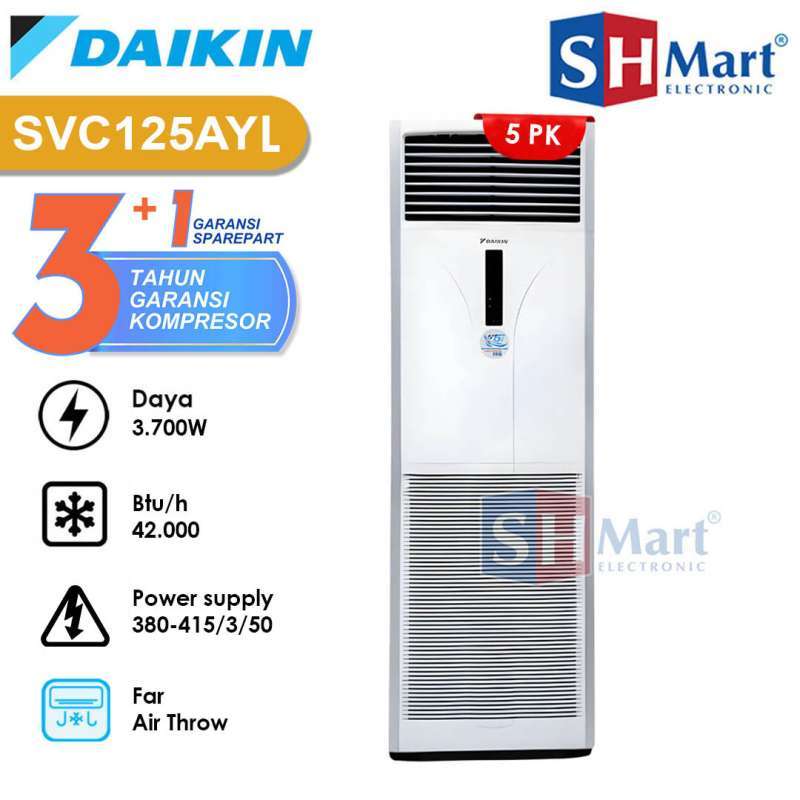 Jual Ac Floor Standing Daikin 5 Pk Svc125ay 3 Phase Malaysia Non Inverter Garansi Resmi Di ...