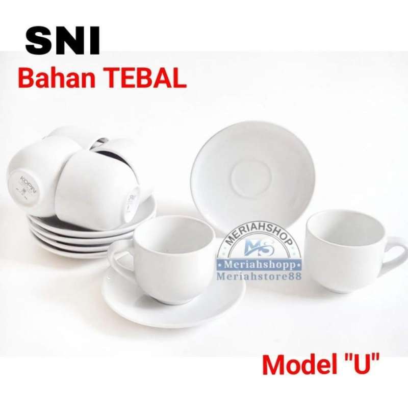 Jual 6 Set Gelas Cangkir Tatakan Kopi Espresso Sni Putih Polos Bahan ...