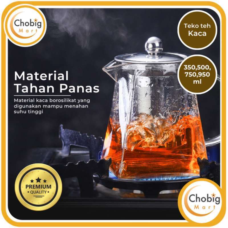 Jual Chobig Teko Poci Teh Kaca Tahan Panas Glass Teapot Dengan Saringan ...