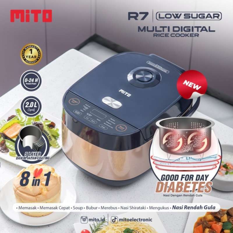 Promo Mito Digital Rice Cooker R7 Glow 8 In 1 / Magic Com 2 Liter ...