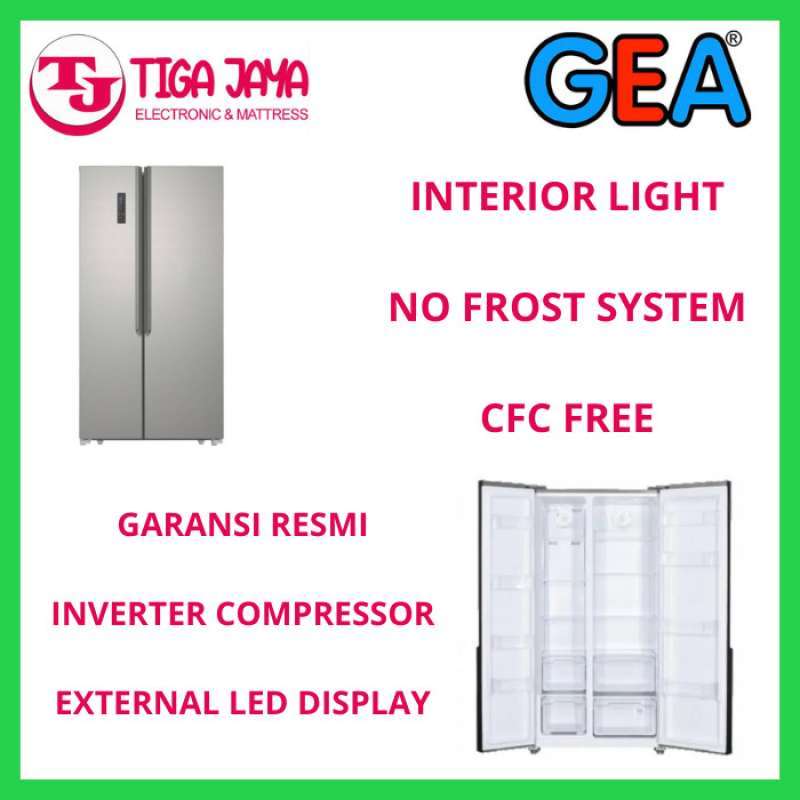 Promo Gea Kulkas G2d 623 Kulkas Side By Side Inverter Inox G2d-623 Diskon 23% Di Seller Satou ...