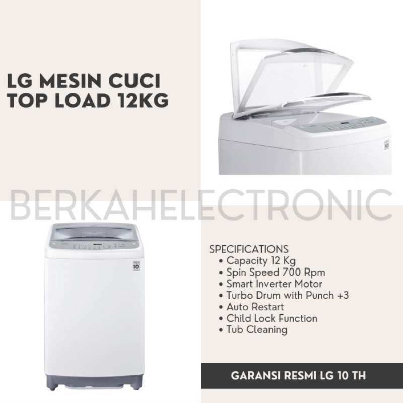Promo Lg Mesin Cuci Top Load 12kg - T2312vs2w Diskon 23% Di Seller ...