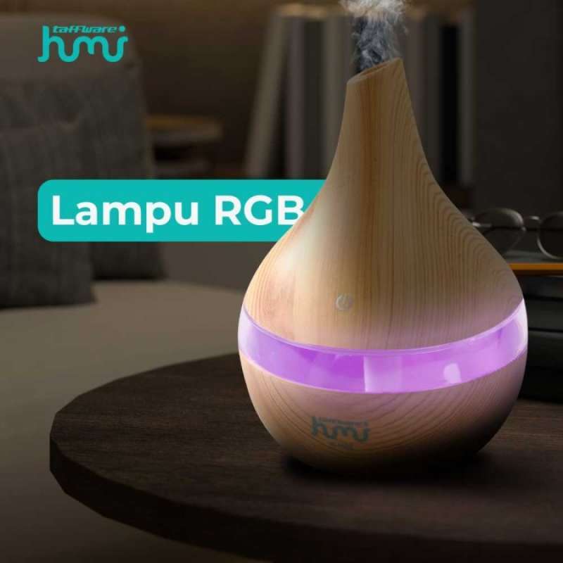 Promo Humi Air Humidifier 300ml Ultrasonic Wood Grain Oil Diffuser Lampu Rgb Diskon 23% Di ...