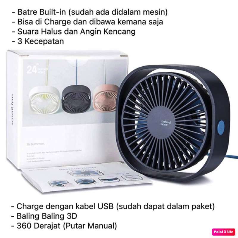 Promo Kipas Angin Kecil Meja Portable Charge Tenaga Batre Battery Kotak ...