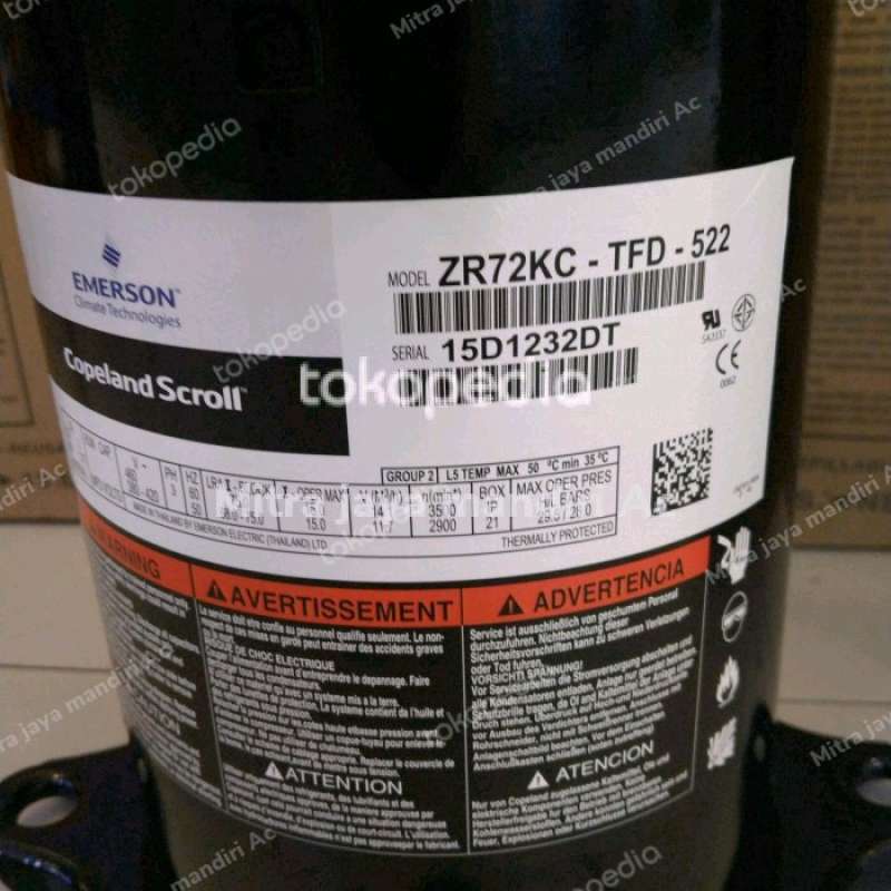 Promo Compressor Copeland Zr72kc-tfd-522 6pk R22 Original Diskon 23% Di Seller Komiyama Store ...