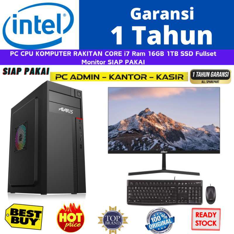Promo Pc Cpu Komputer Rakitan Core I7 RAM 16gb 1tb Ssd Fullset Monitor ...
